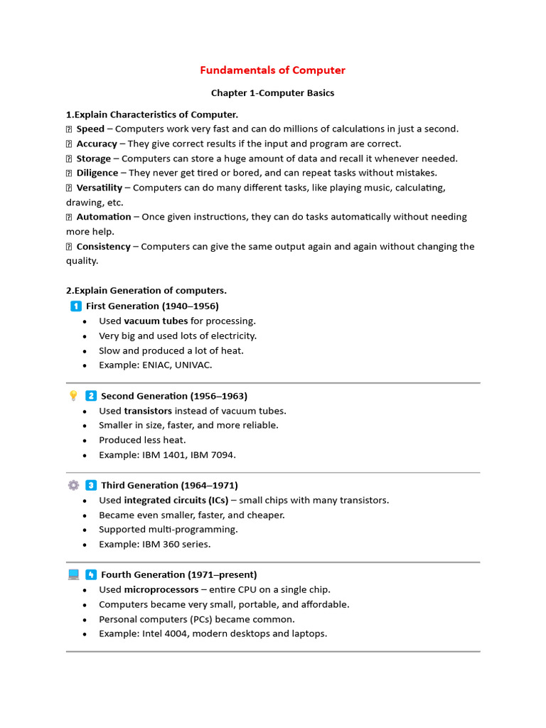 Fundamentals of Computer | PDF | Integrated Circuit | Computer Hardware