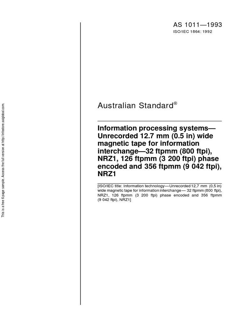 Australian Standard: ISO/IEC 1864: 1992 | PDF | International ...