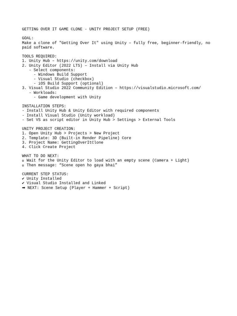 Getting Over It Clone Setup in Unity | PDF
