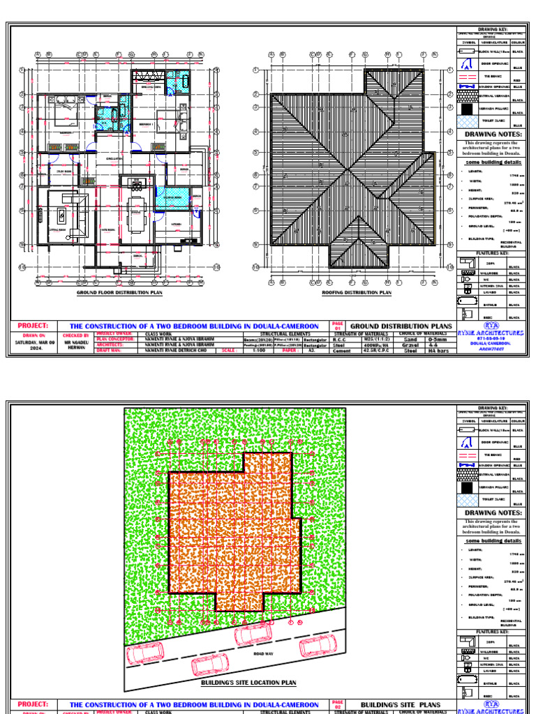 Two-Bedroom Building Plans Douala | PDF | Architectural Elements ...