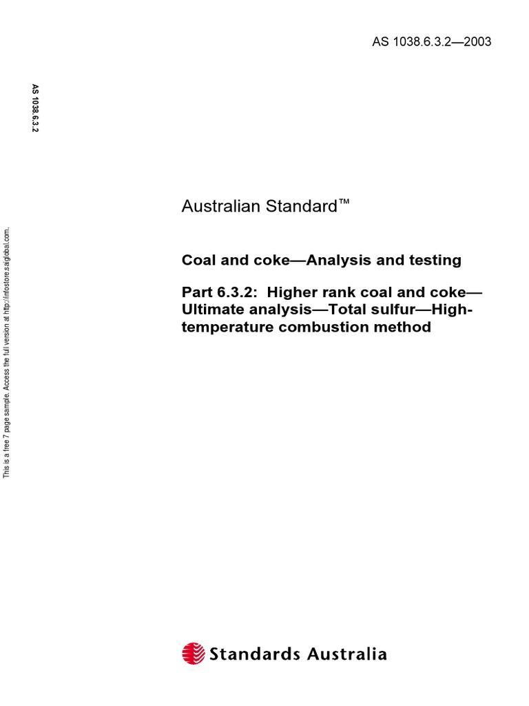As 1038.6.3.2-2003 Coal and Coke - Analysis and Testing Higher Rank ...