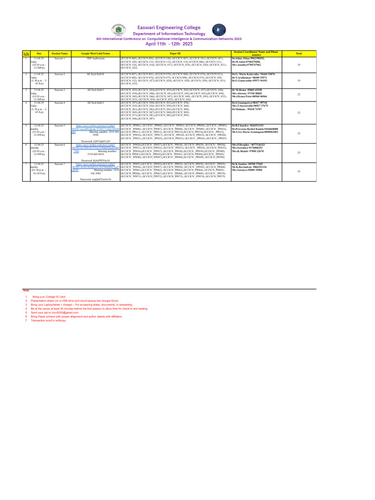 Conference Schedule Consolidated Sheet 25.Xlsx - Sheet1-1-2 (1) | PDF | Computer Architecture ...