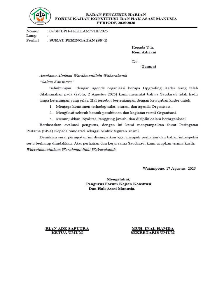 Surat Peringatan | PDF