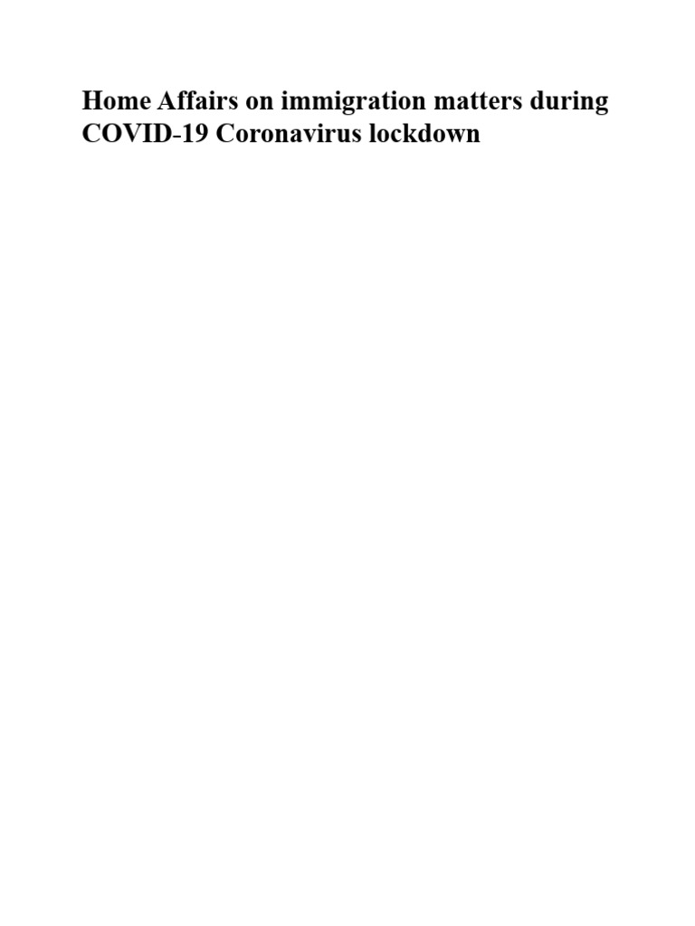 Home Affairs Immigration Matters COVID-19 | PDF | Travel Visa | Human ...