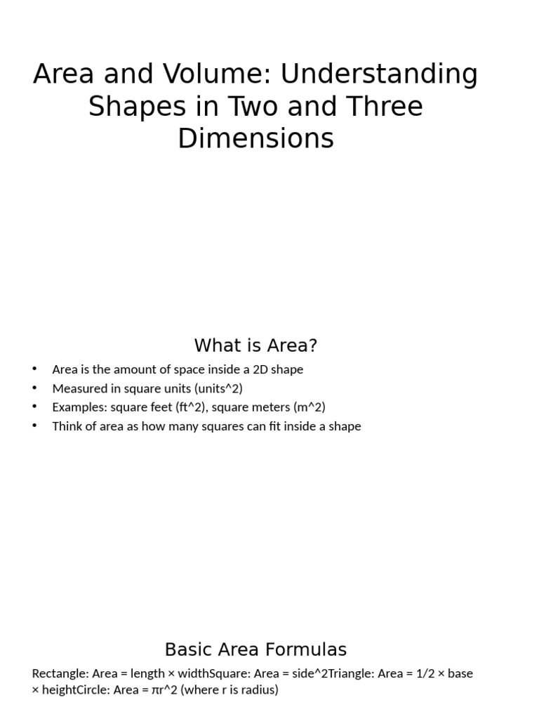 Area and Volume Formulas Explained | PDF