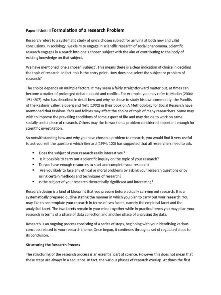 Formulating a Research Problem in Sociology | PDF | Scientific Method ...