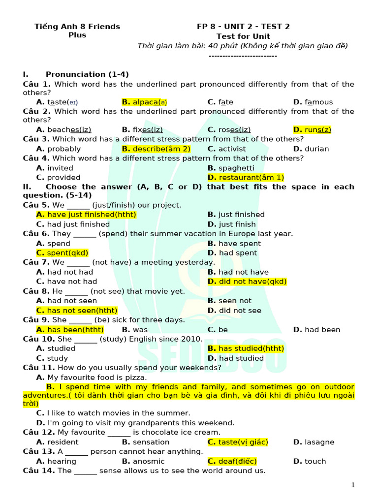 English 8 Unit 2 Test 2 Guide | PDF | Sign Language | Human Communication