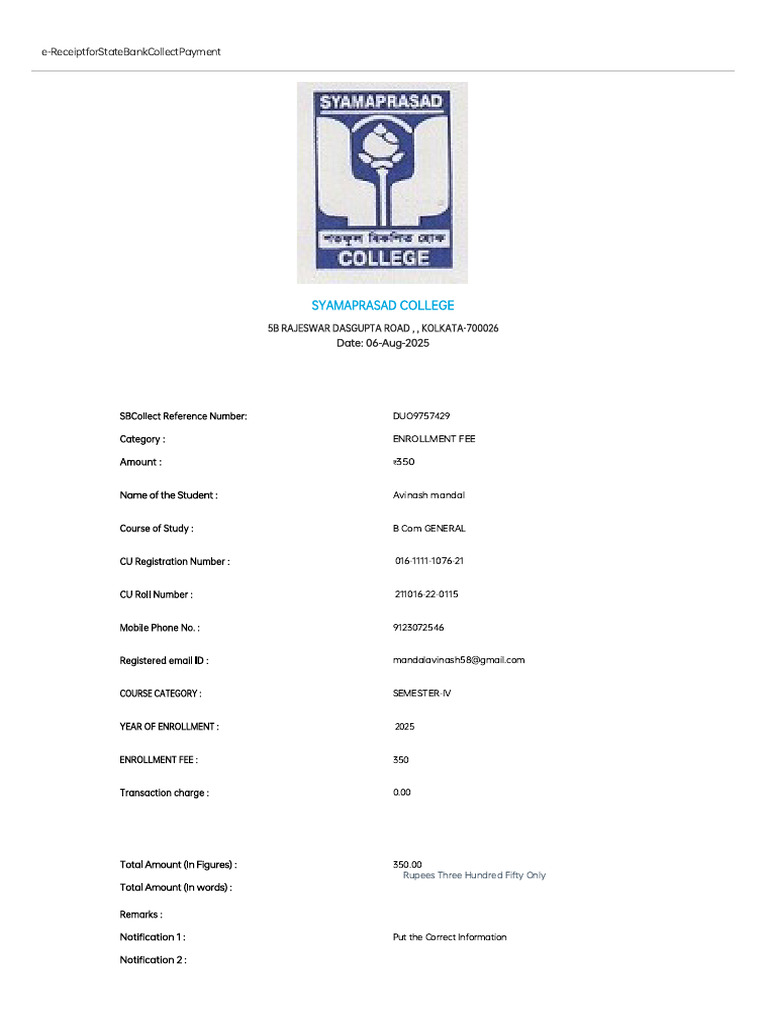 Avinash Mandal 350 Challan | PDF