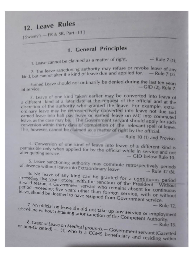 Leave Rules | PDF