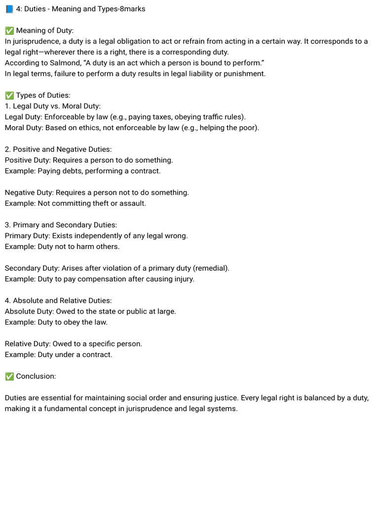 Duties - Meaning and Types 8 Mark Answer | PDF