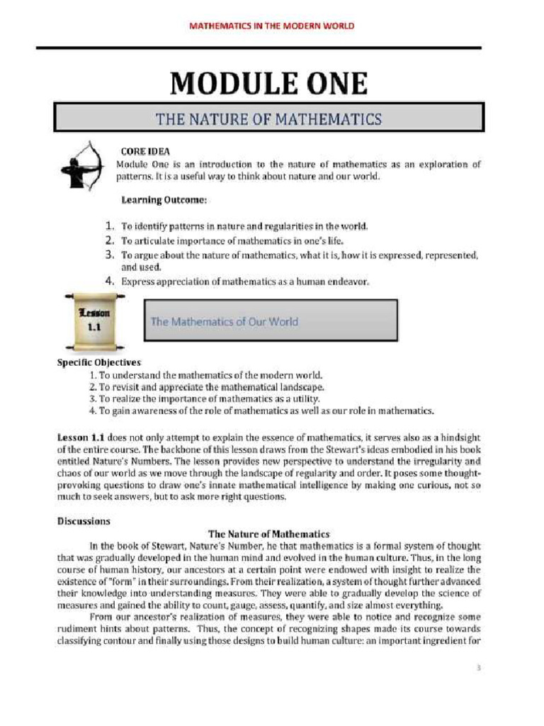 Module 1 Mathematics in Our World | PDF