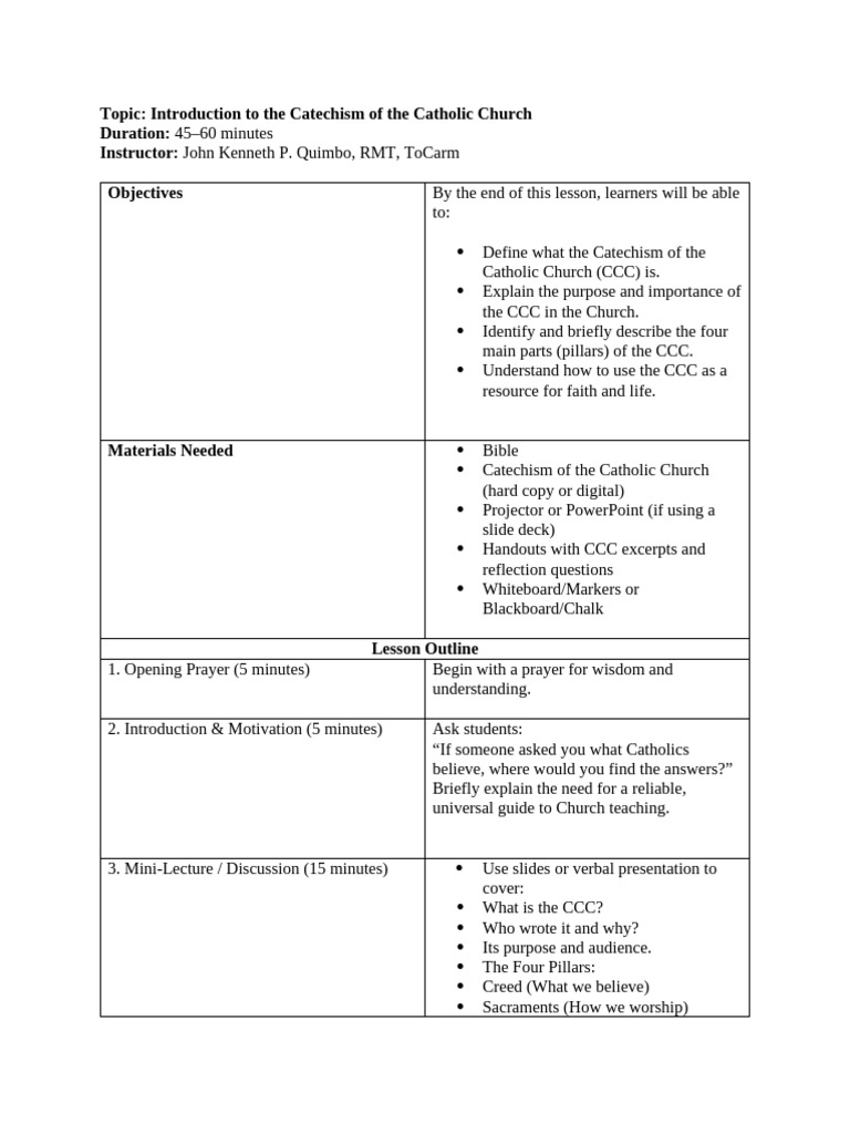 Introduction to the Catechism of the Church | PDF | Catechism ...
