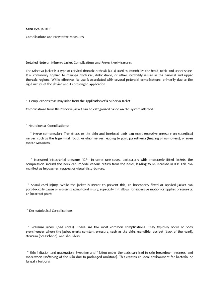 Minerva Jacket-Wps Office | PDF | Paresthesia | Spinal Cord Injury