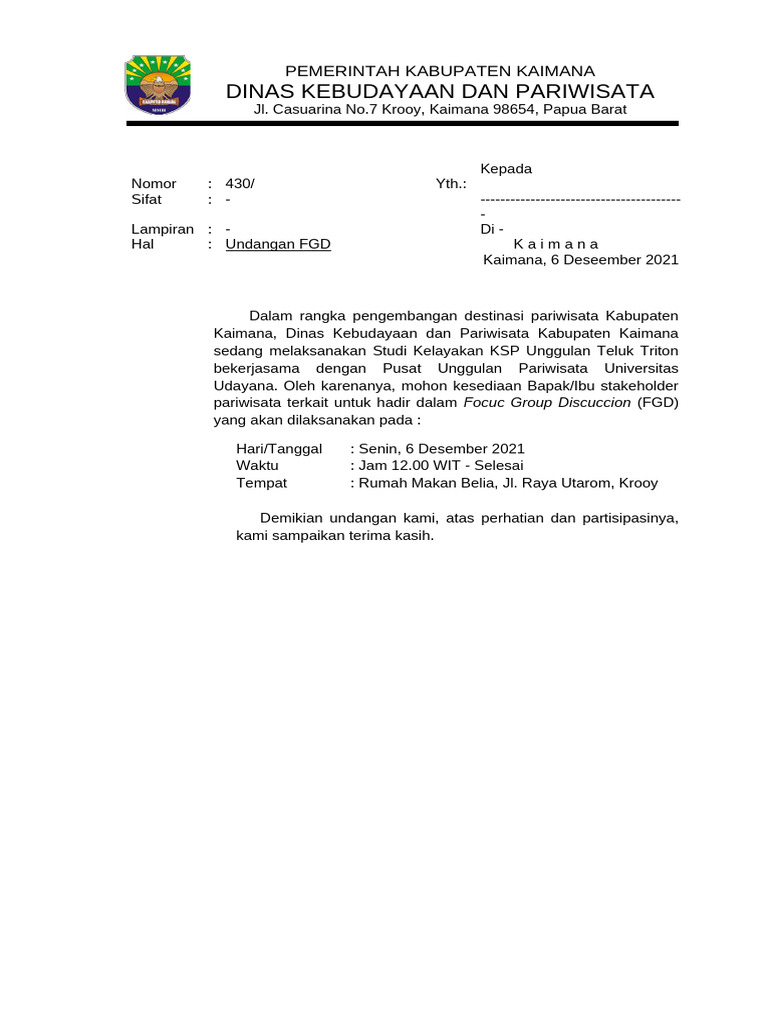Undangan FGD 2 Studi TRiton | PDF