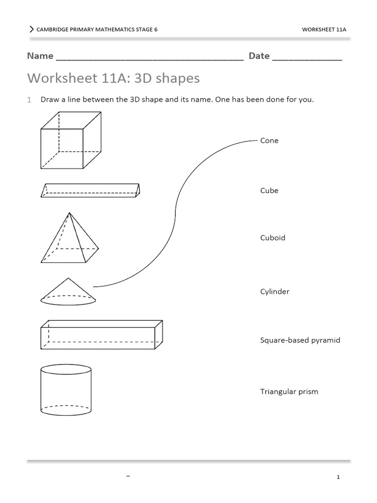 3D Shapes Worksheet Answer Key | PDF
