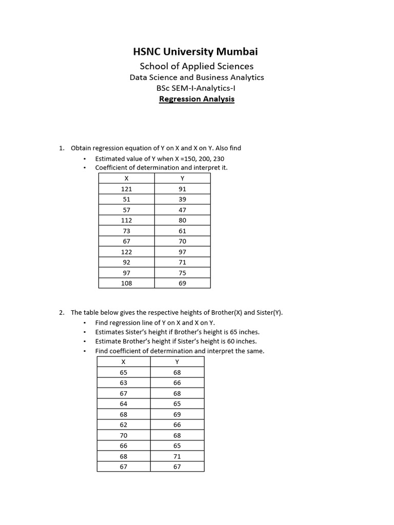 Regression Analysis and Curve Fitting Guide | PDF | Coefficient Of ...