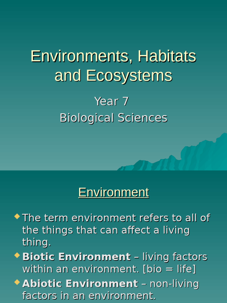Environments, Habitats and Ecosystems | PDF
