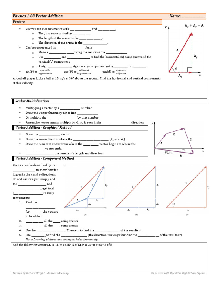 Vector Addition in Physics 1-08 | PDF | Euclidean Vector | Multiplication