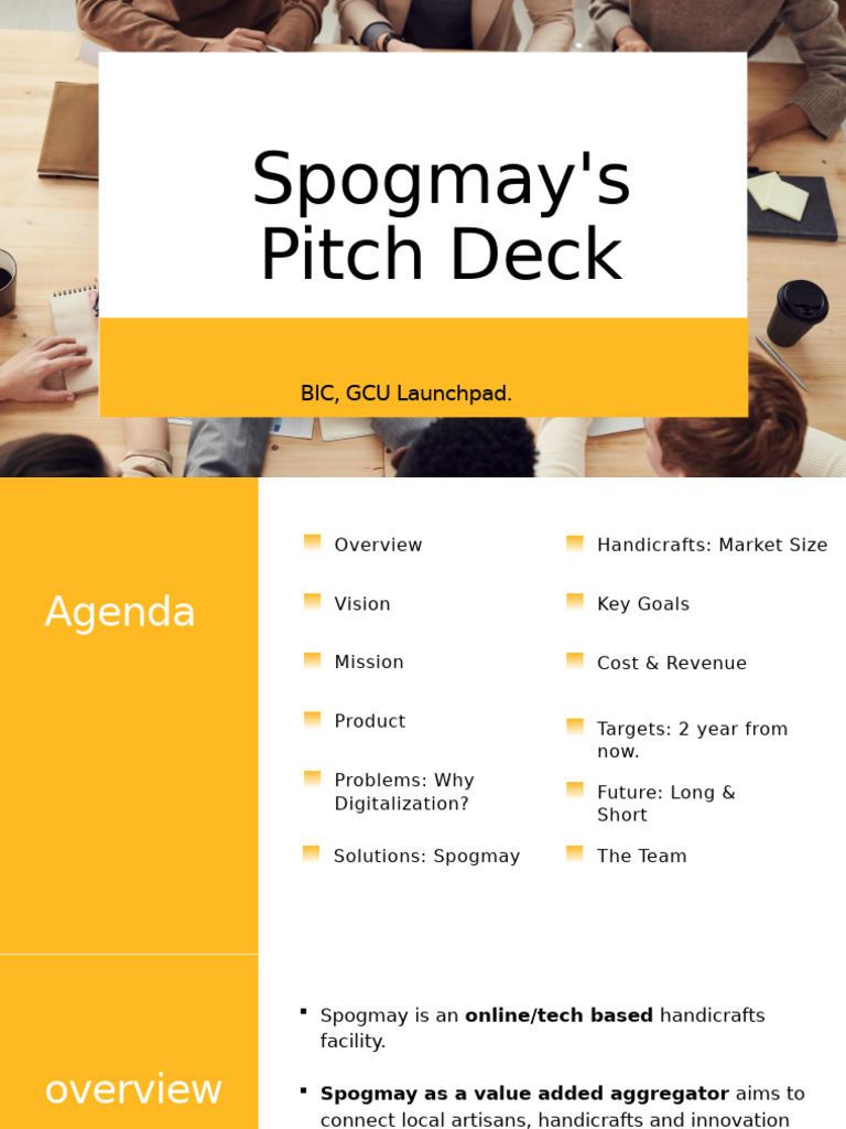 Spogmay Pitch Deck. (BIC, GCU) | PDF | Economies | Business