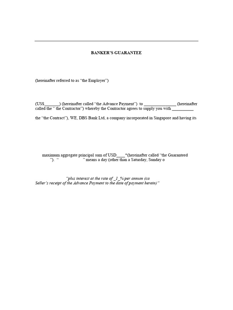 Advance Payment Banker's Guarantee Template | PDF | Interest | Banks