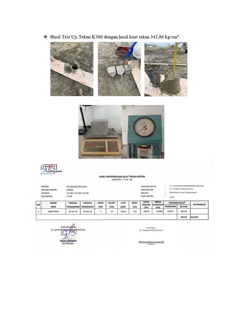 Data Pengujian Beton k300 | PDF