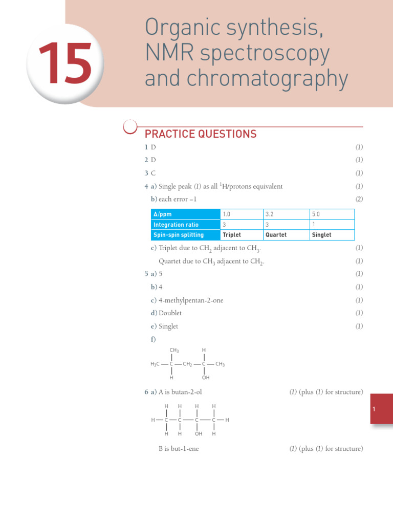 Organic Synthesis and NMR Practice Questions | PDF | Nuclear Magnetic ...