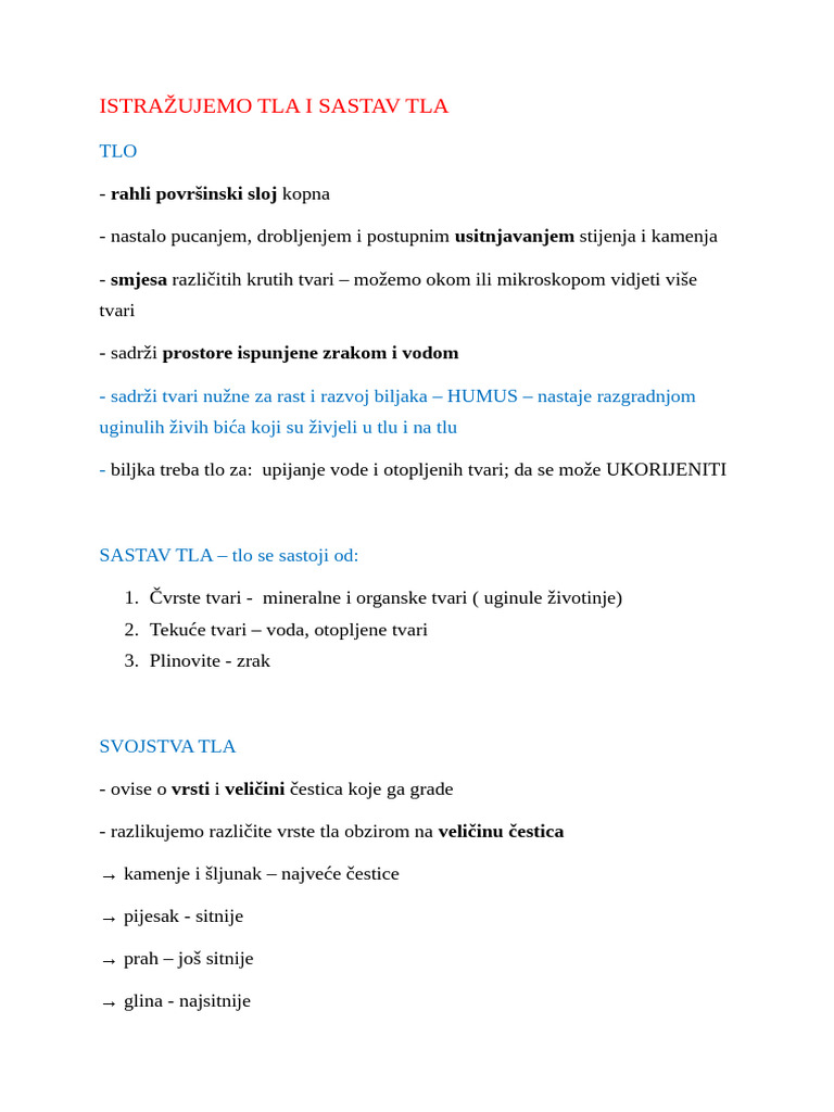 Istražujemo Tla I Sastav Tla | PDF