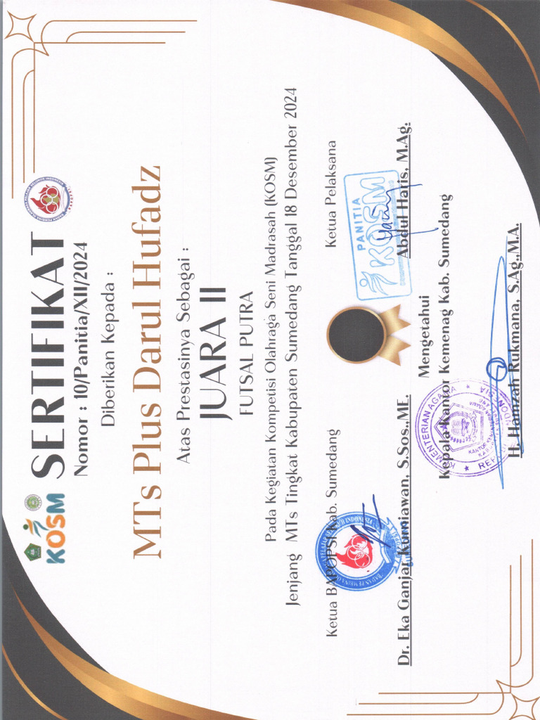 Sertifikat Futsal Putra | PDF