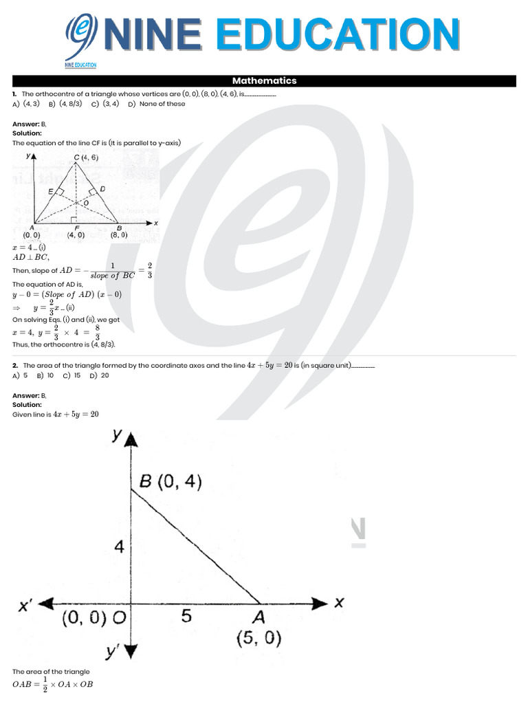 Jr. Eamcet Solutions | PDF | Line (Geometry) | Matrix (Mathematics)