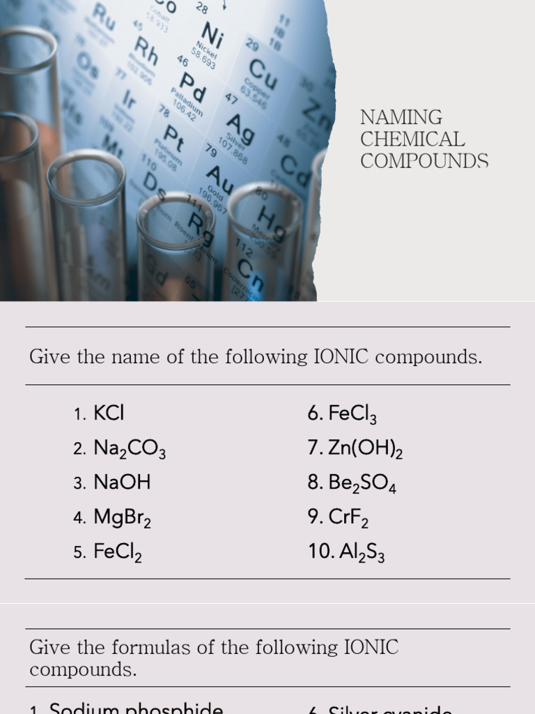 Practice Naming Ionic and Molecular Compounds | PDF