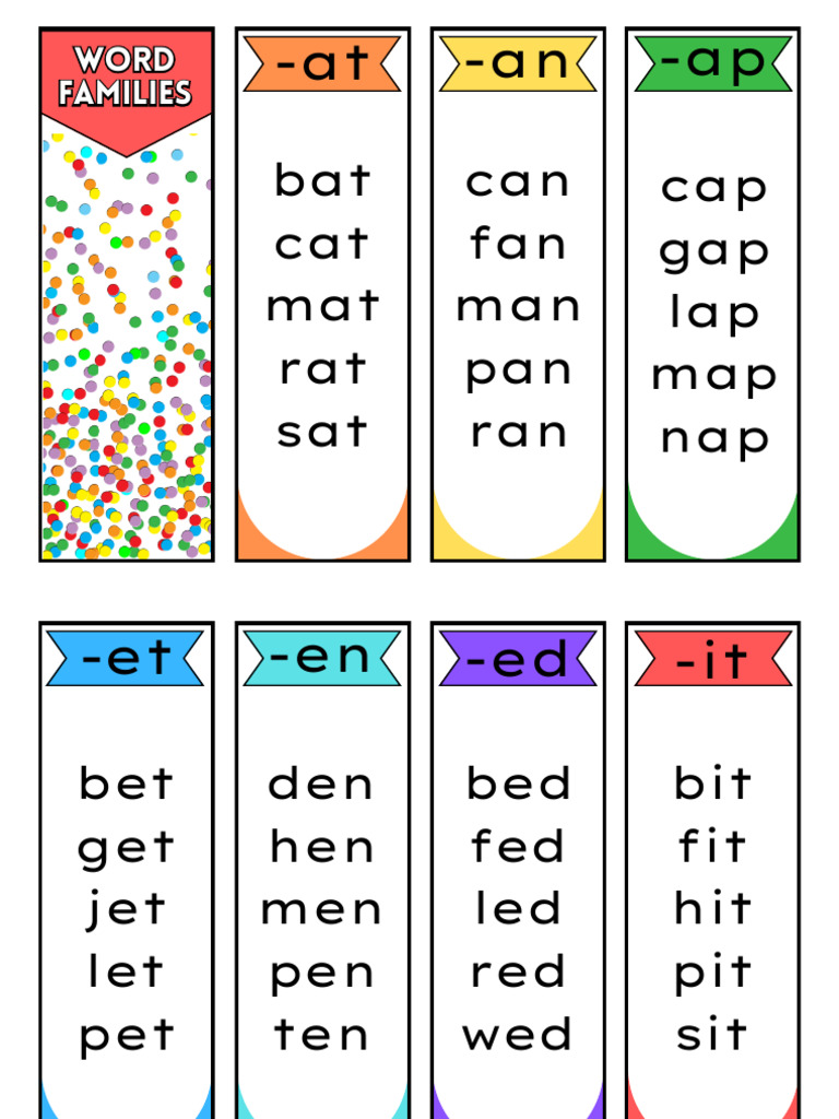 Colorful Word Family Printable Flashcards_20240117_095510_0000 | PDF