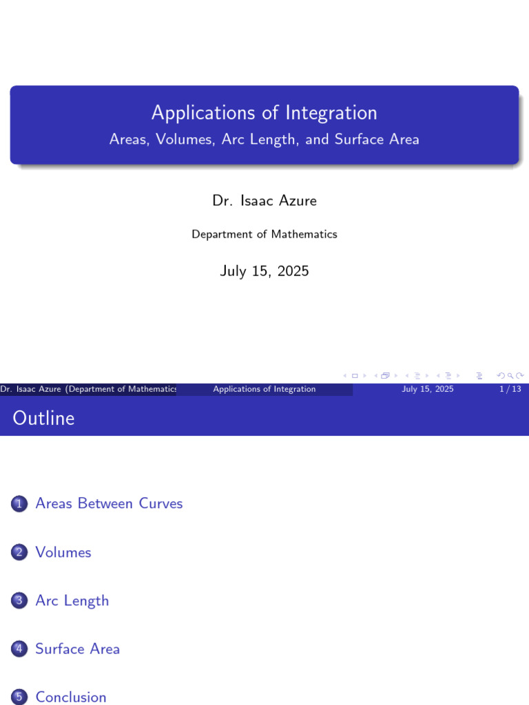 Integration Applications: Areas & Volumes | PDF | Integral | Area