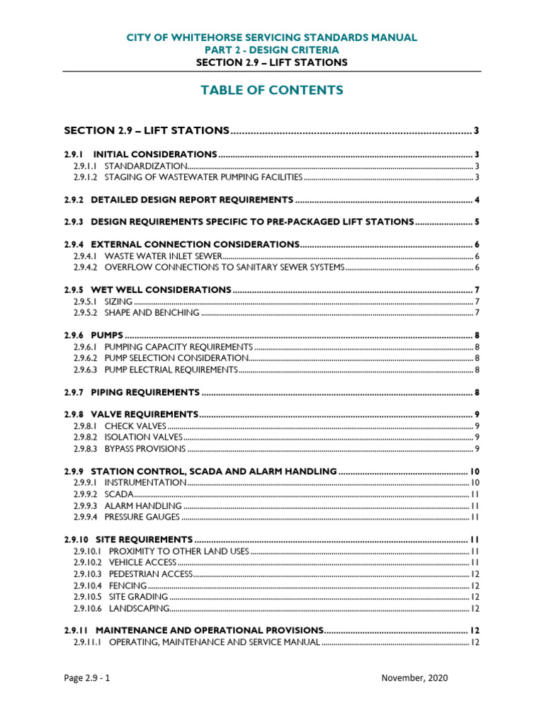 Lift Station Design and Maintenance Standards | PDF | Pumping Station ...