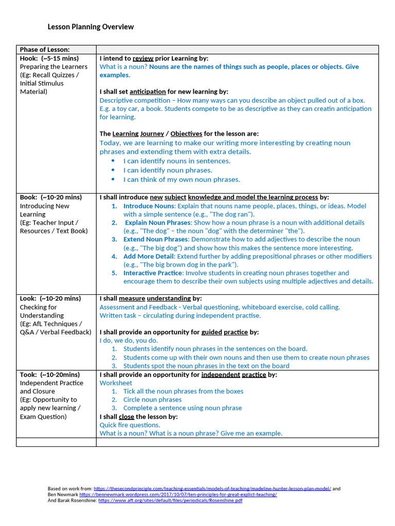 Year 4 Lesson Noun Phrases Lesson Plan | PDF | Noun | Phrase