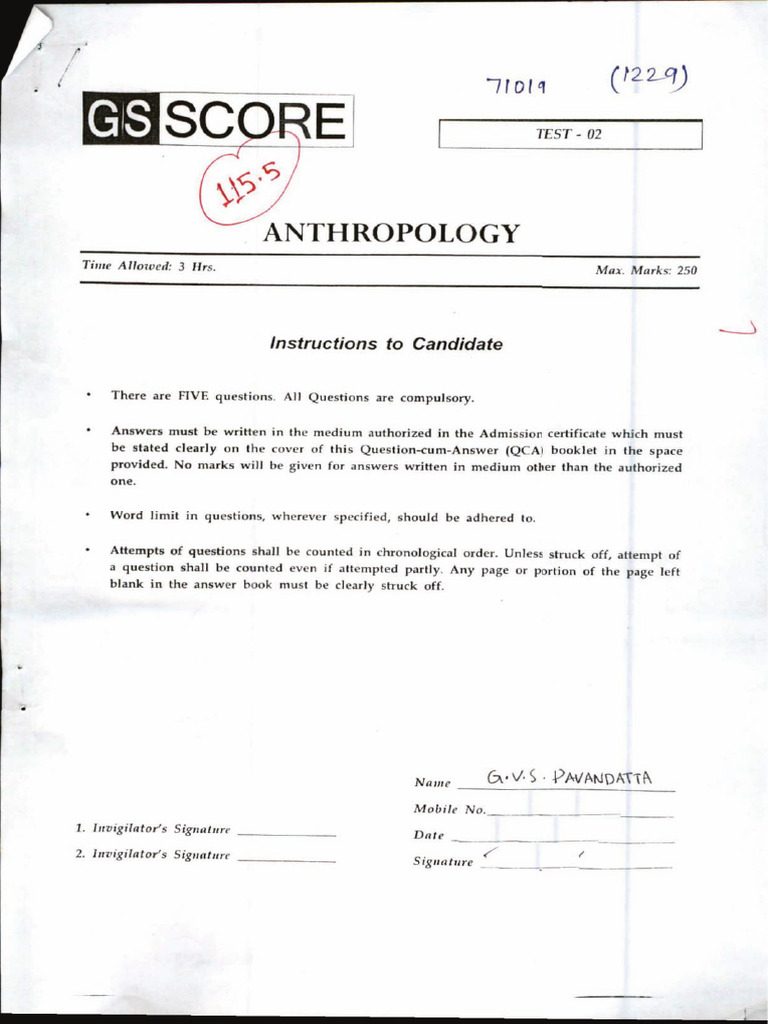 Pavan Datta Test 2 | PDF
