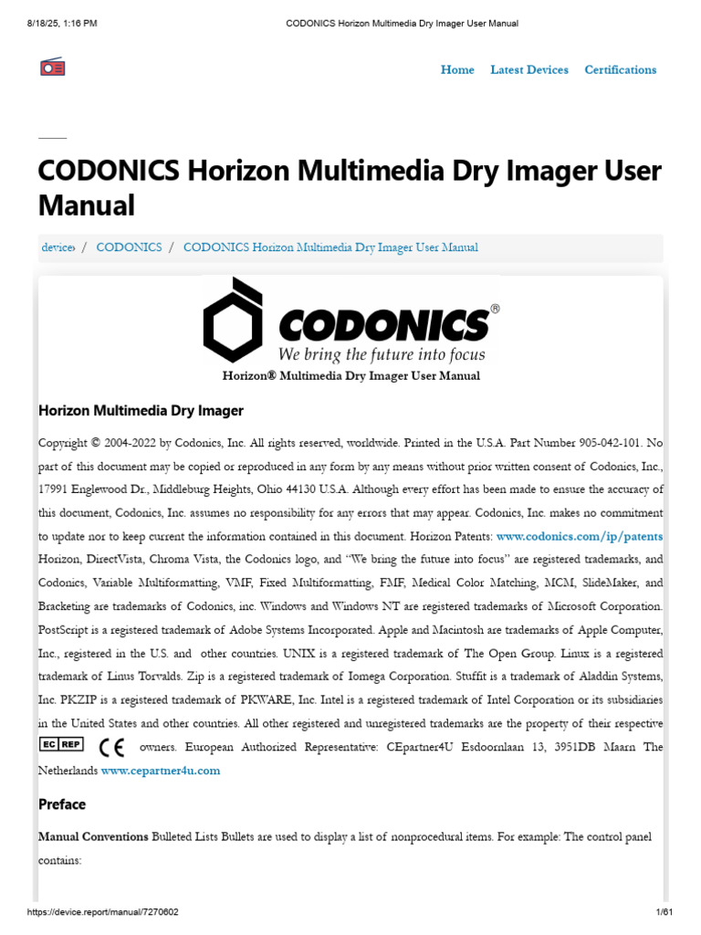 Codonics Horizon Imager User Manual | PDF | Computer Network ...