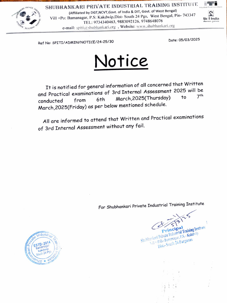3rd Internal Assessment Written and Practical Exam | PDF | Vocational ...