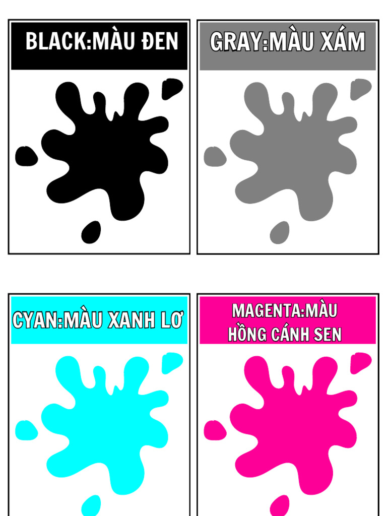 Color Flashcards Colorful Paint Splash Blobs | PDF