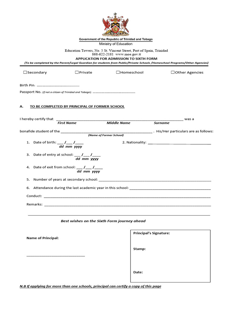 Sixth Form Enrolment Application REVISED 2025 - Appendix | PDF | Government And Personhood