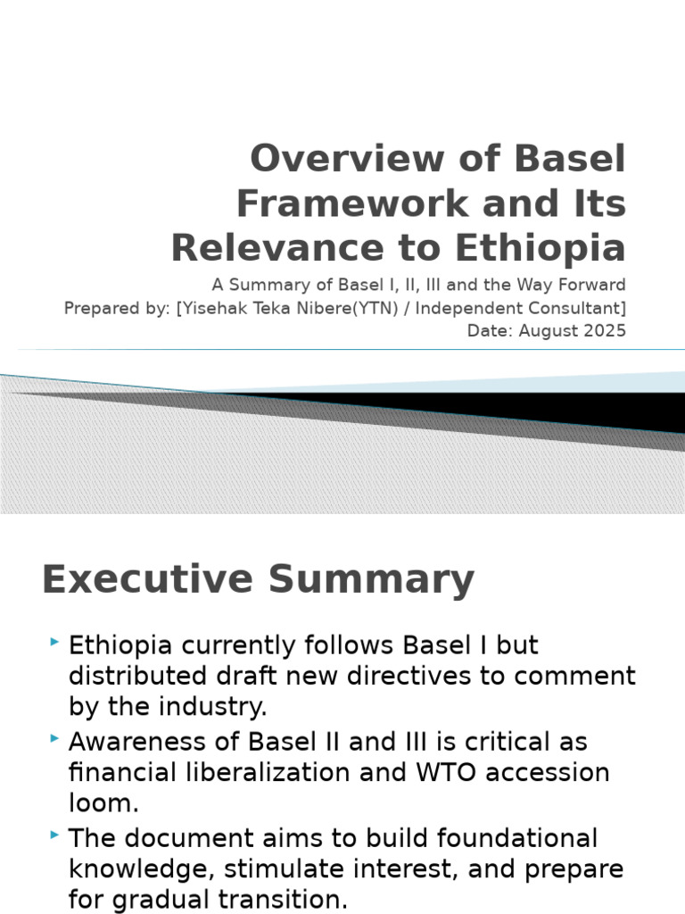 Basel Framework Overview for Ethiopia | PDF | Basel Ii | Basel Iii