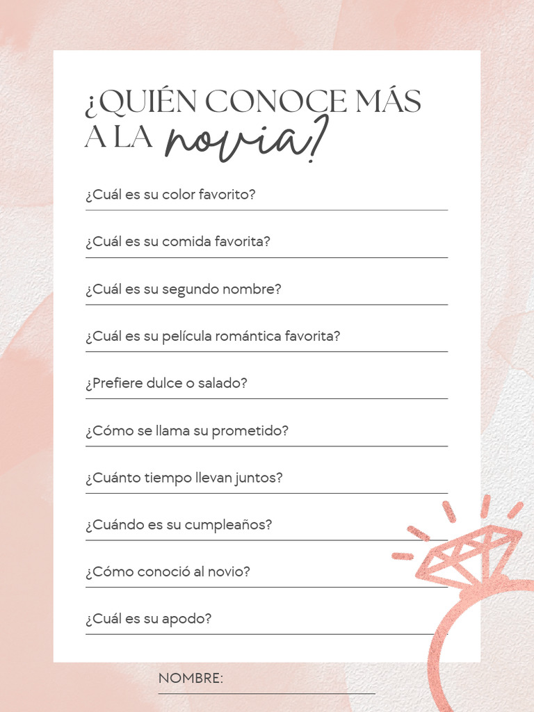 ¿Quién Conoce Mejor A La Novia? | PDF