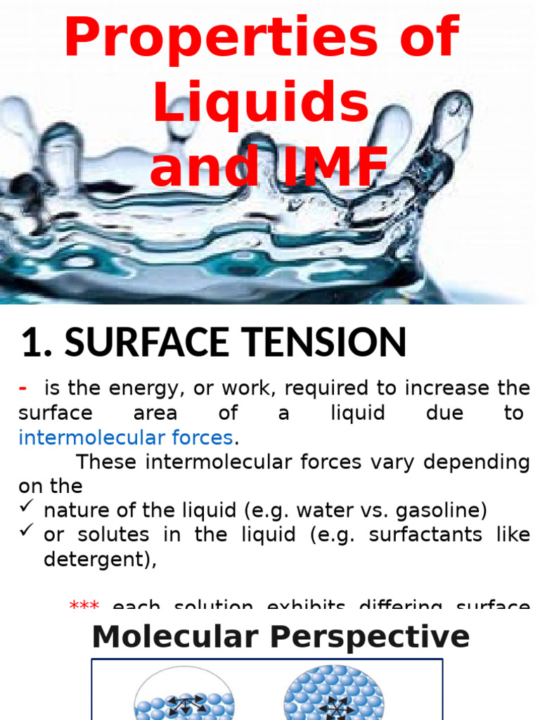 Properties of Liquids and Intermolecular Forces | PDF | Liquids | Pressure