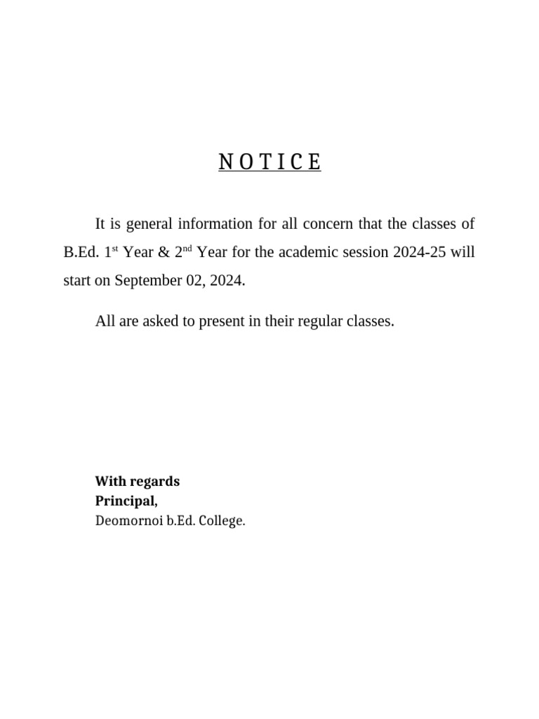 Class Start Notice | PDF