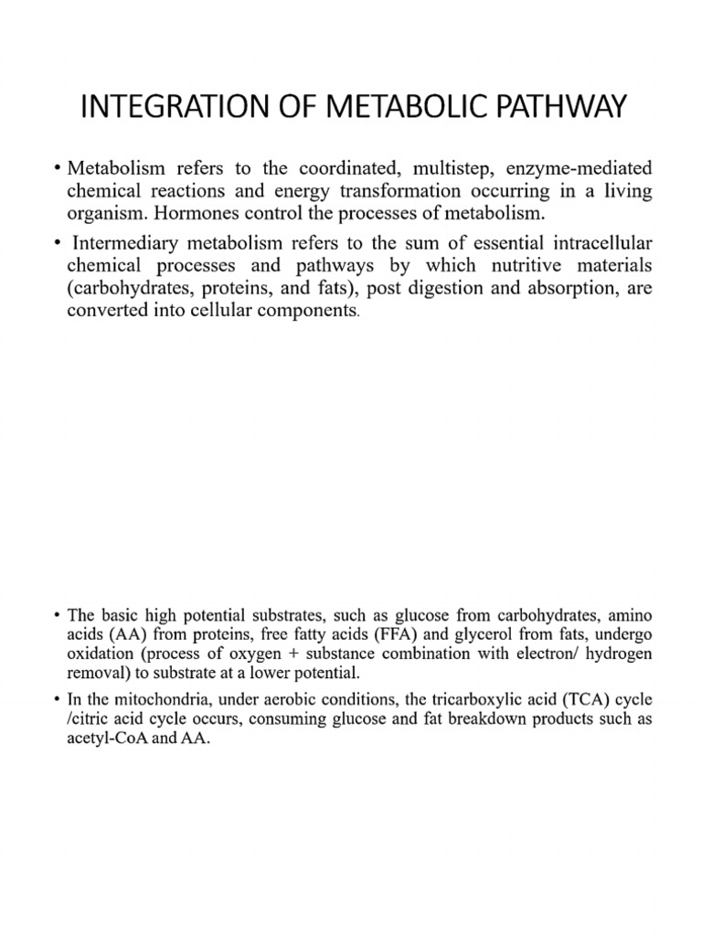 Integration of Metabolic Pathway | PDF