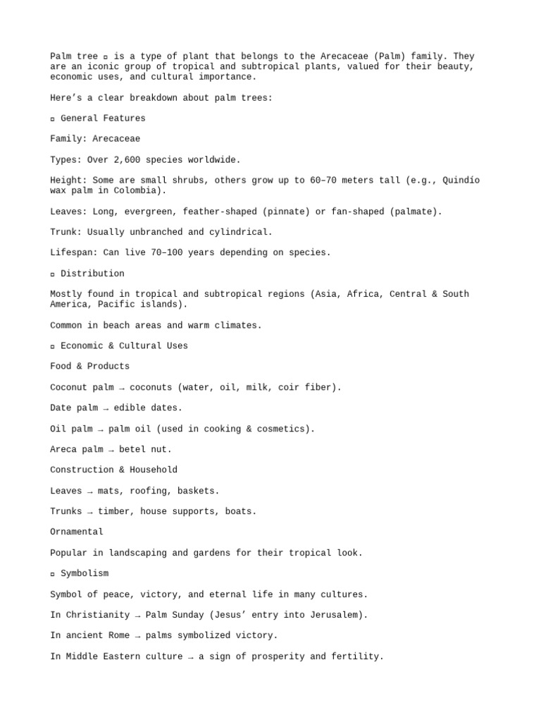 Overview of Palm Trees and Their Uses | PDF