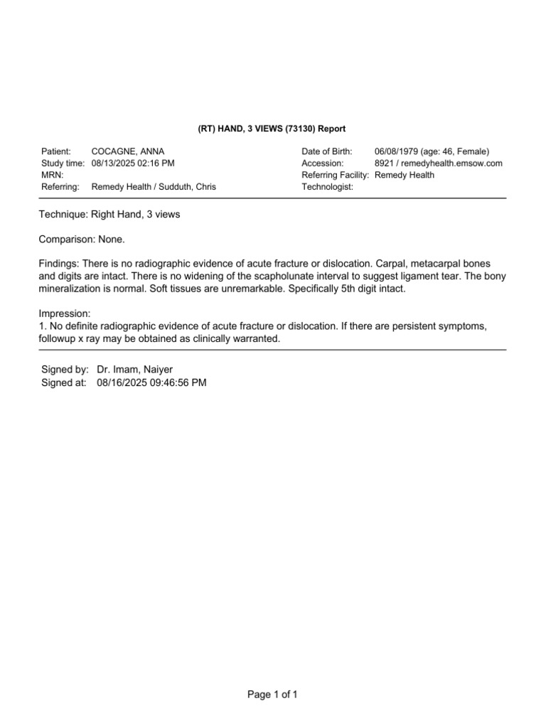 AC X-Ray Report | PDF