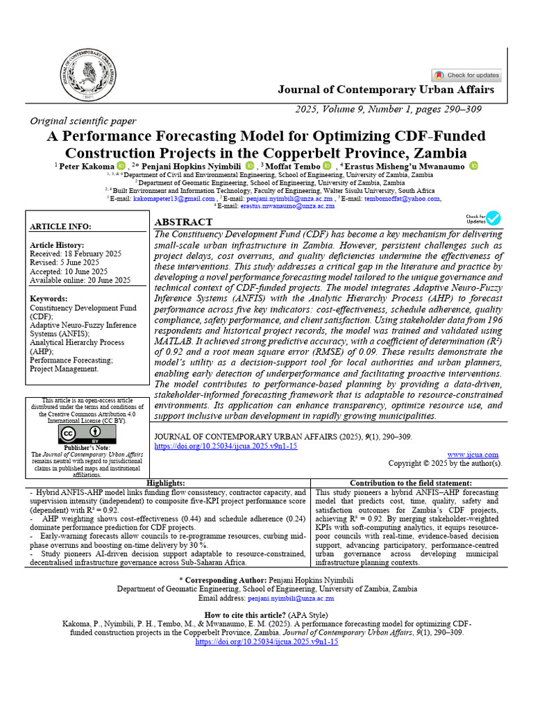 Optimizing CDF Projects in Zambia | PDF | Performance Indicator ...