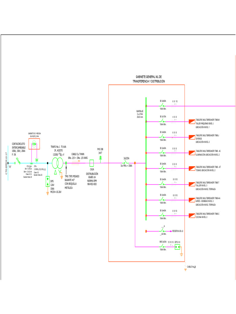 Plano Elec - Diagrama Unifilar Taller Vicenza - 01 | PDF