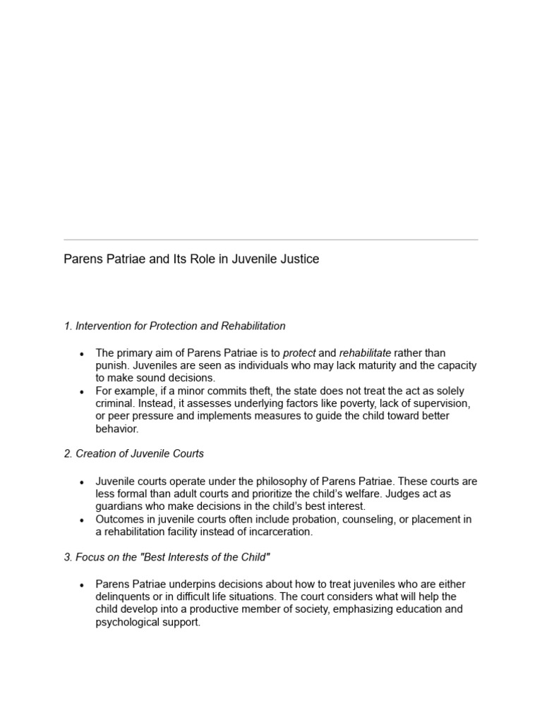 Parens Patriae Discussion | PDF | Juvenile Court | Juvenile Delinquency