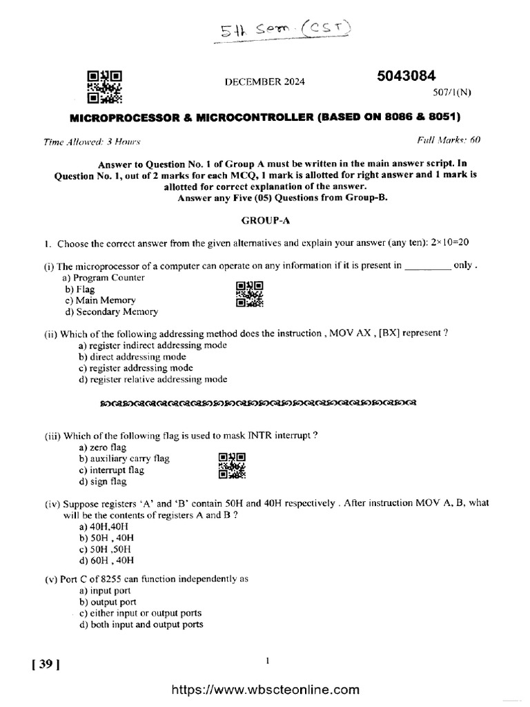 Microprocessor and Microcontroller Dec 2024 | PDF